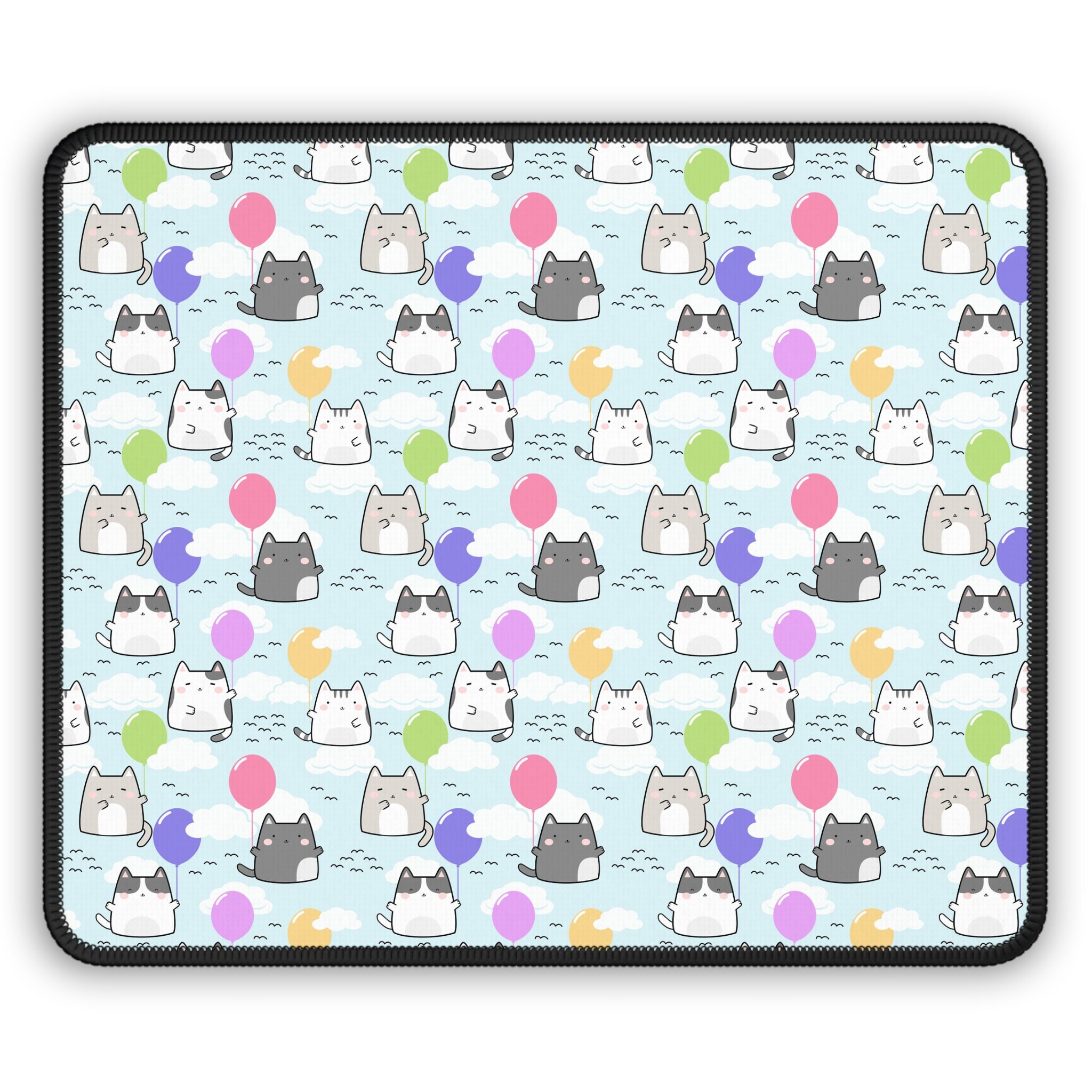 Kawaii Cute Cats With Balloons Gaming Mouse Pad Kawaii Cute Cats Large ...