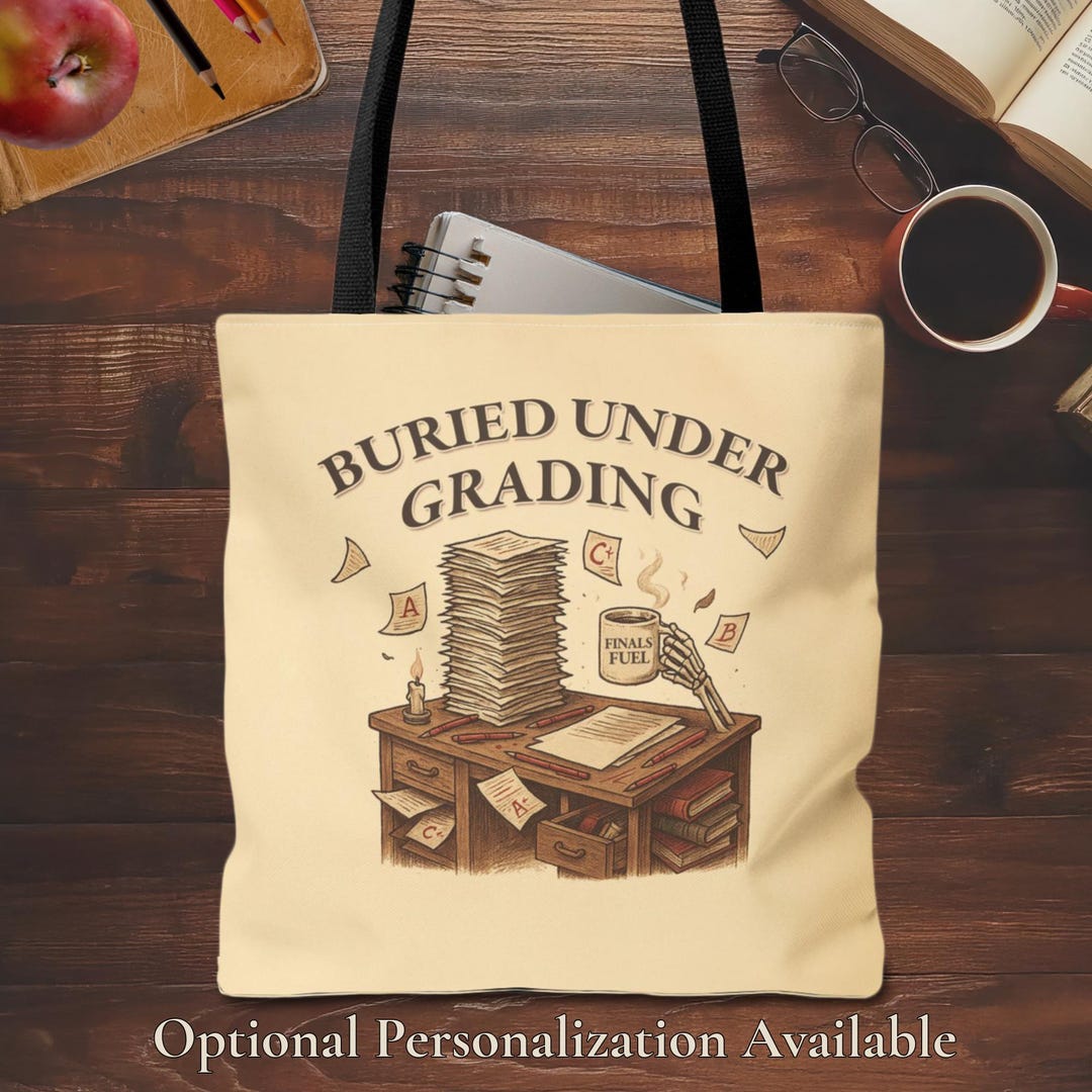 Personalized Buried Under Grading Tote, Teacher Gift for Finals Week ...