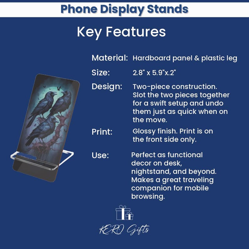 Gothic Crow Trio Phone Stand, Goblincore, Dark Academia & Grunge ...