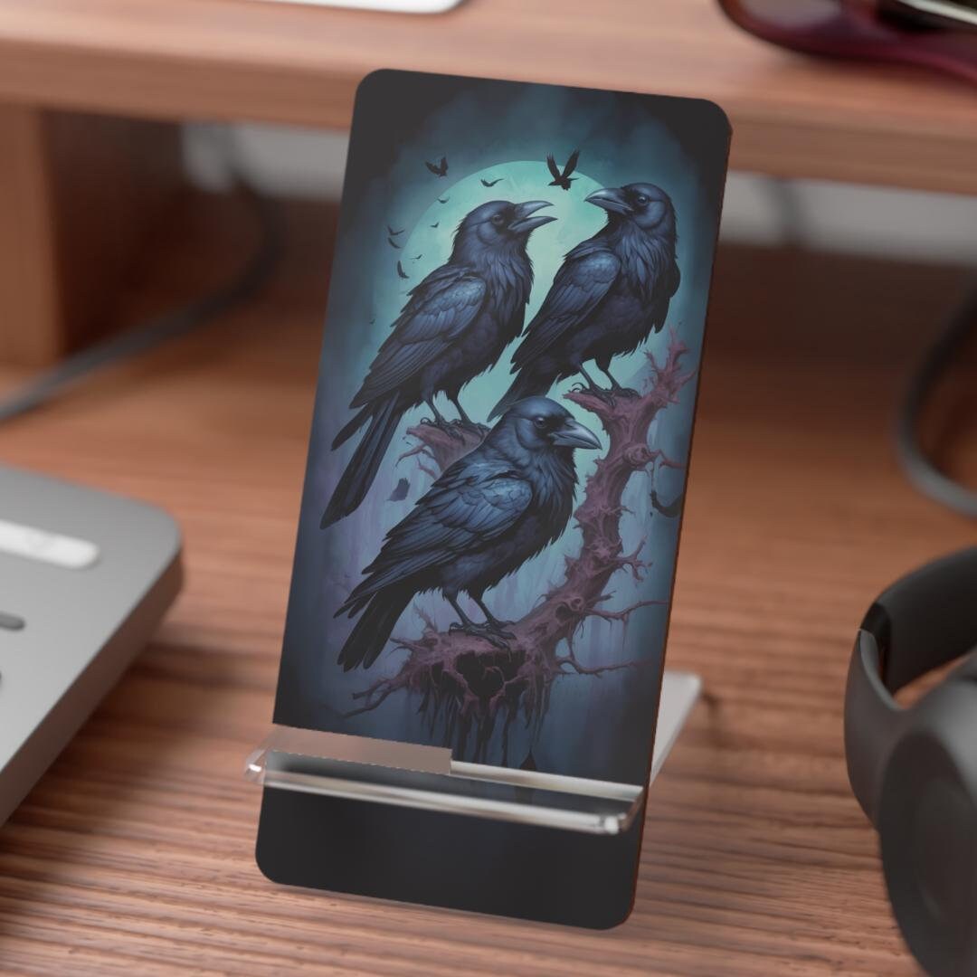 Gothic Crow Trio Phone Stand, Goblincore, Dark Academia & Grunge ...