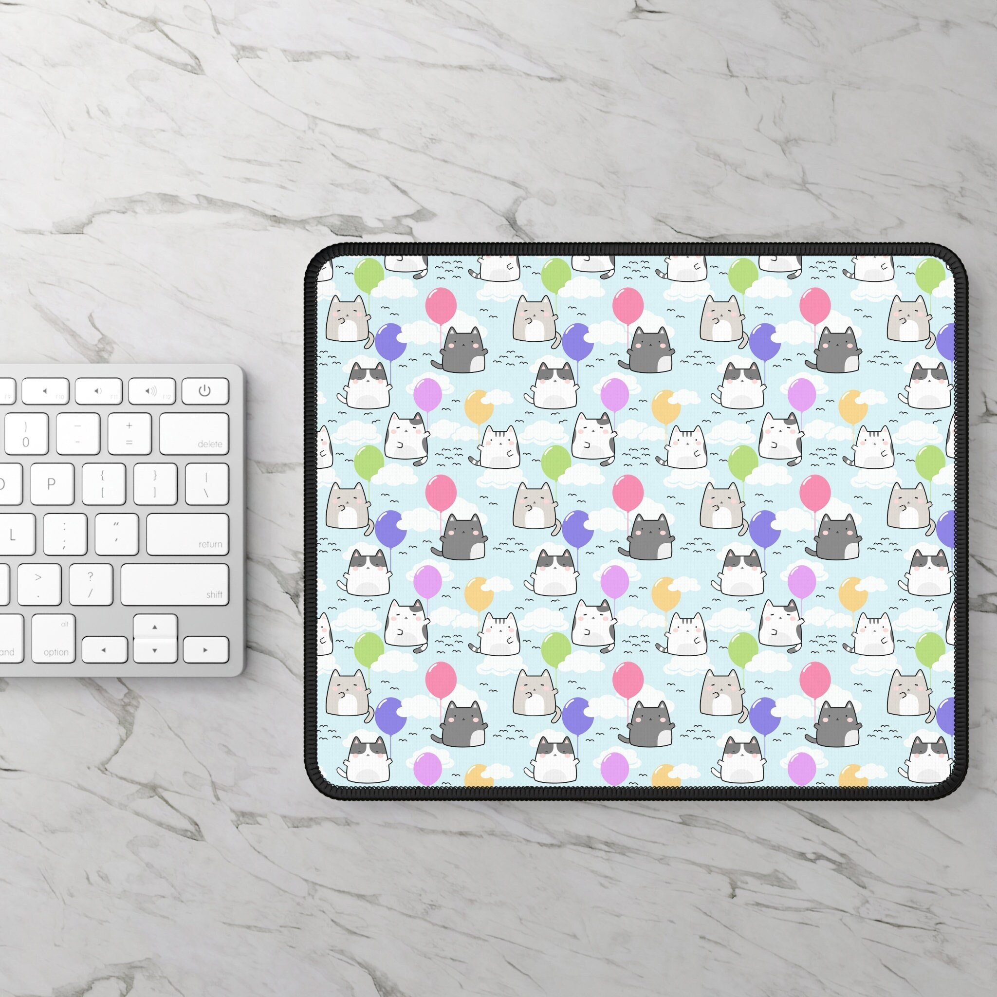 Kawaii Cute Cats With Balloons Gaming Mouse Pad Kawaii Cute Cats Large ...