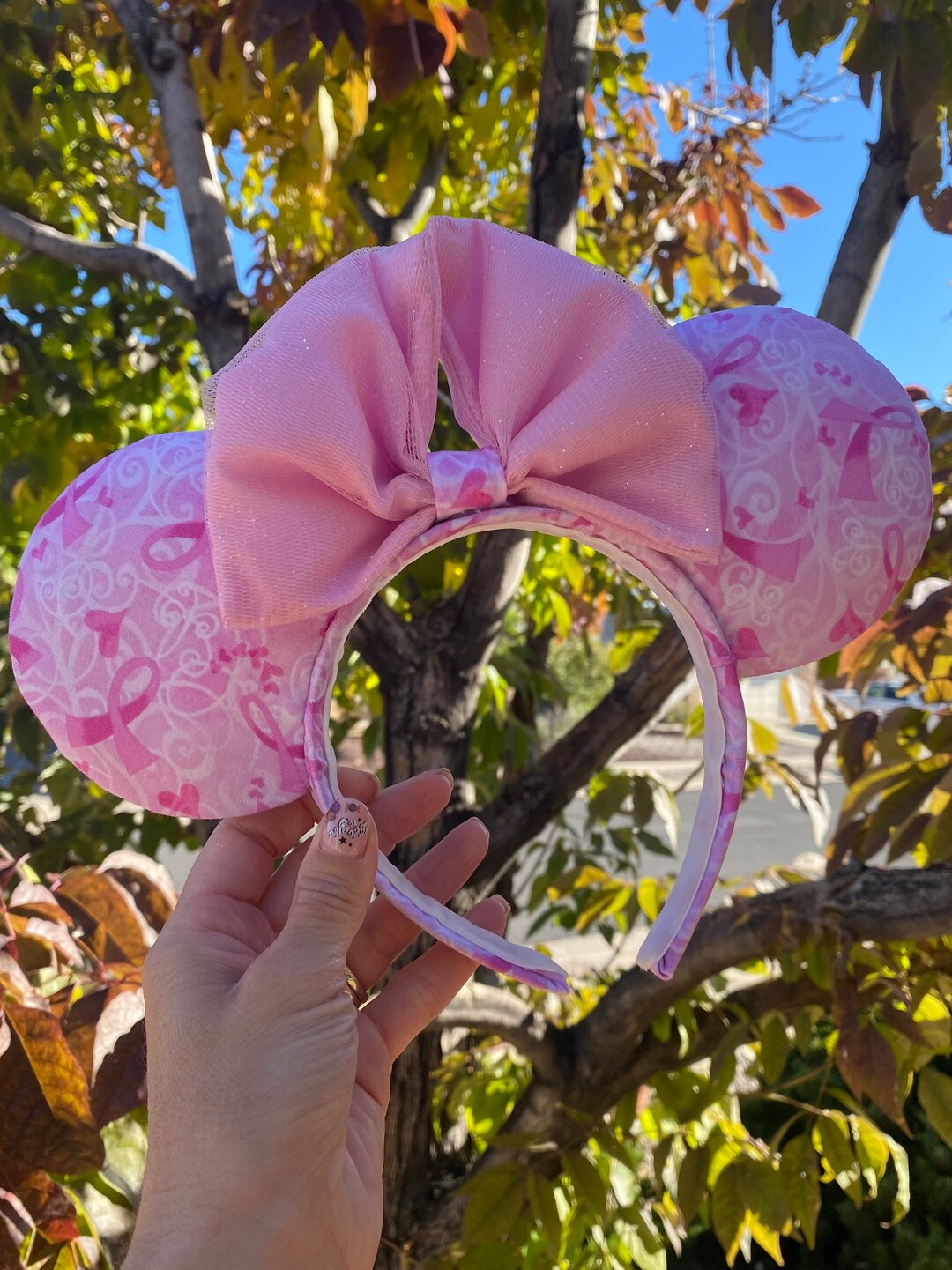 Breast Cancer Awareness Minnie Mouse Ears, Pink Ribbon Disney Headband ...