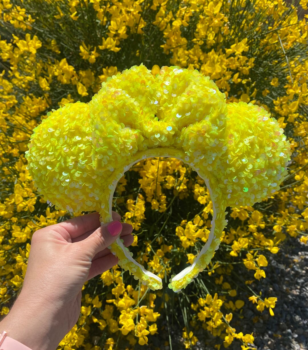 Yellow Sequin Minnie Mouse Ears | Yellow Disney Ears | Yellow Sparkly ...