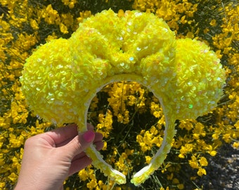 Sunshine Yellow Sequin Minnie Mouse Ears - Etsy