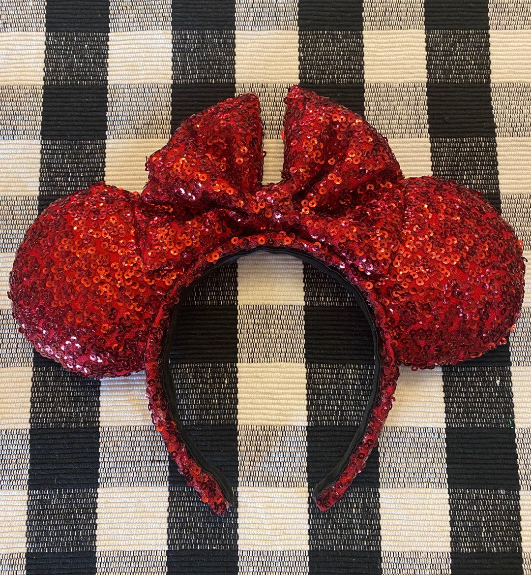 Red Sequin Minnie Ears Red Sequin Disney Ears Sparkly Red Mouse Ears ...