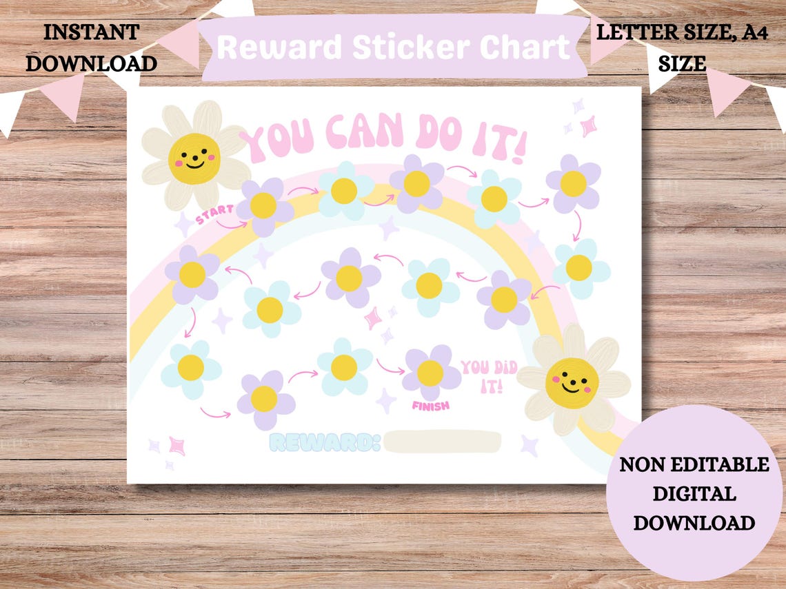 Daisy Reward Sticker Chart/printable Task Chart for Children/daisy Kids ...