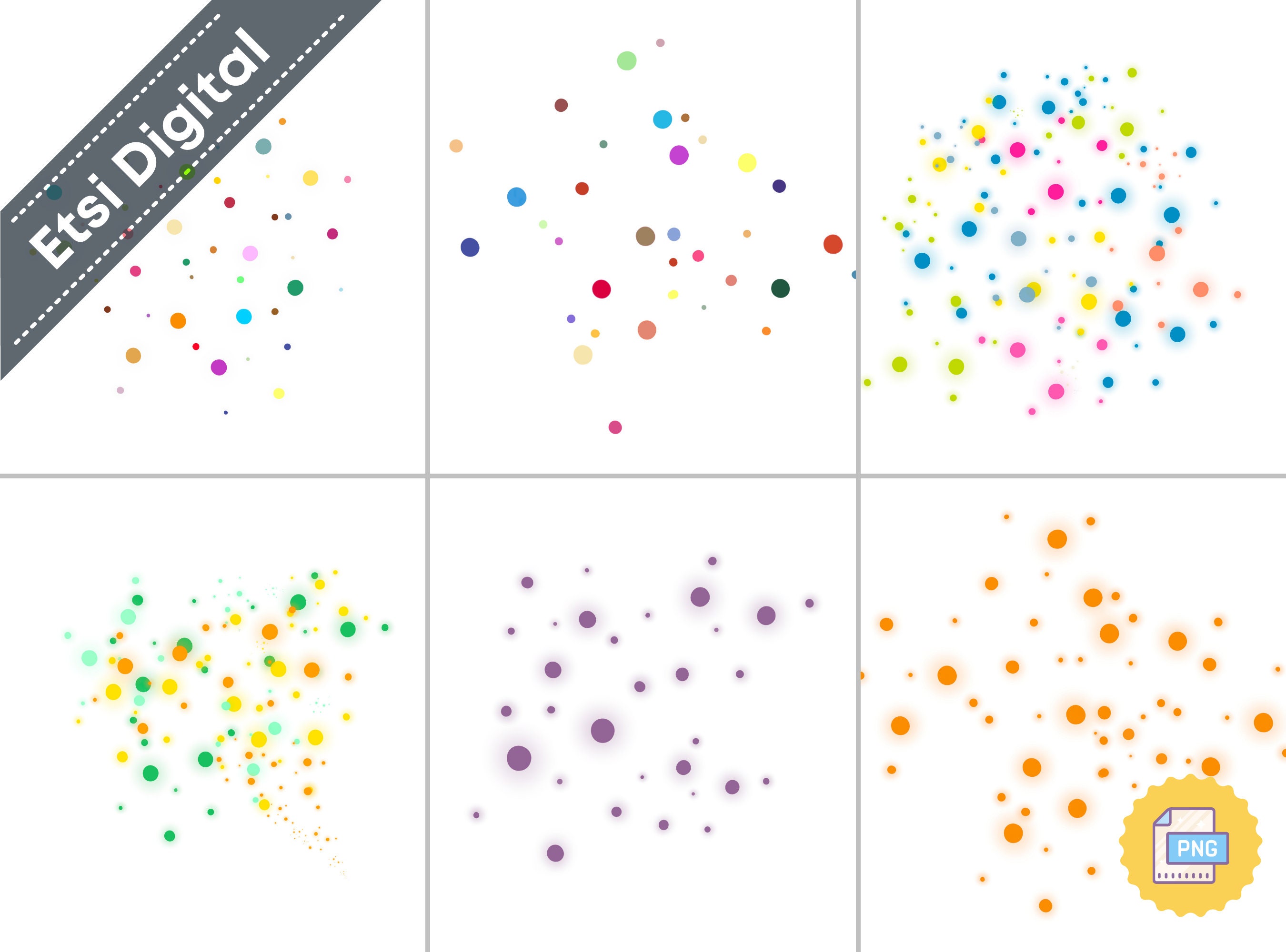 Color Dots - Digital Download Clipart, Polka Dots, Stars, Circles ...