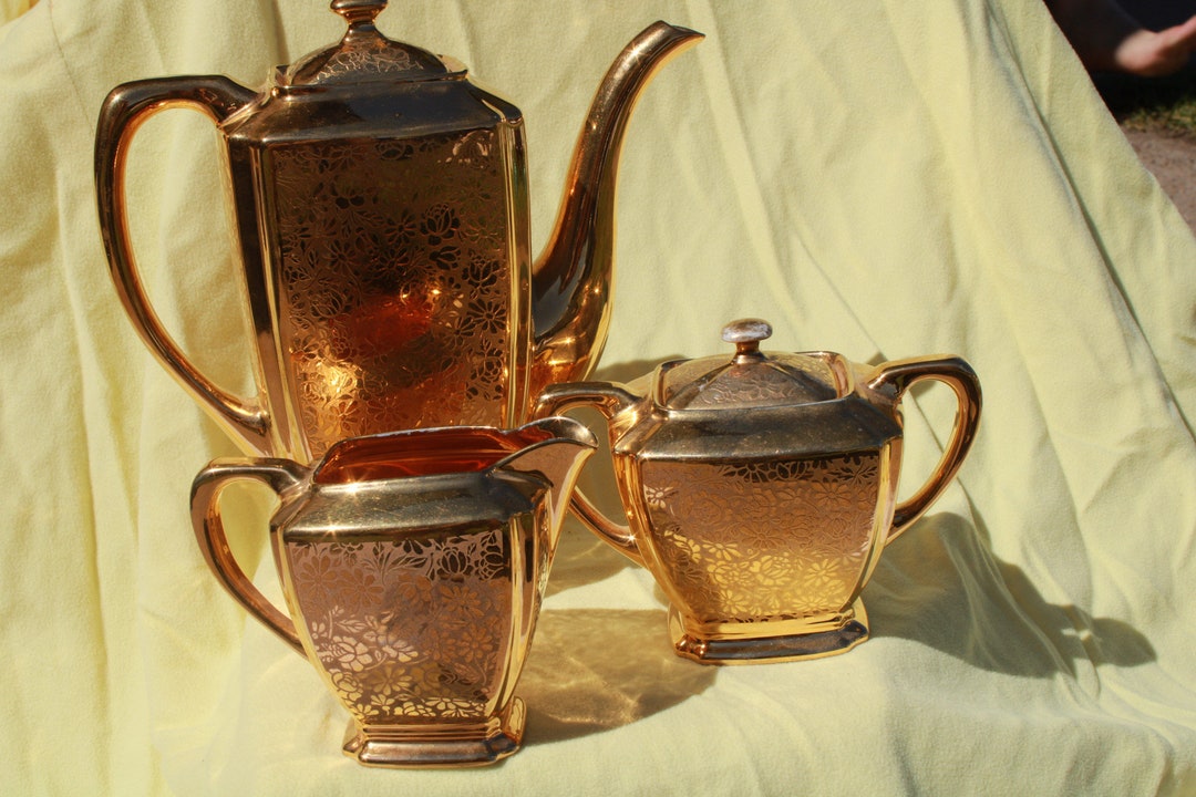 Vintage Gold Plated, Warranted 22k Gold Royal China, Tea Pot With Cream ...