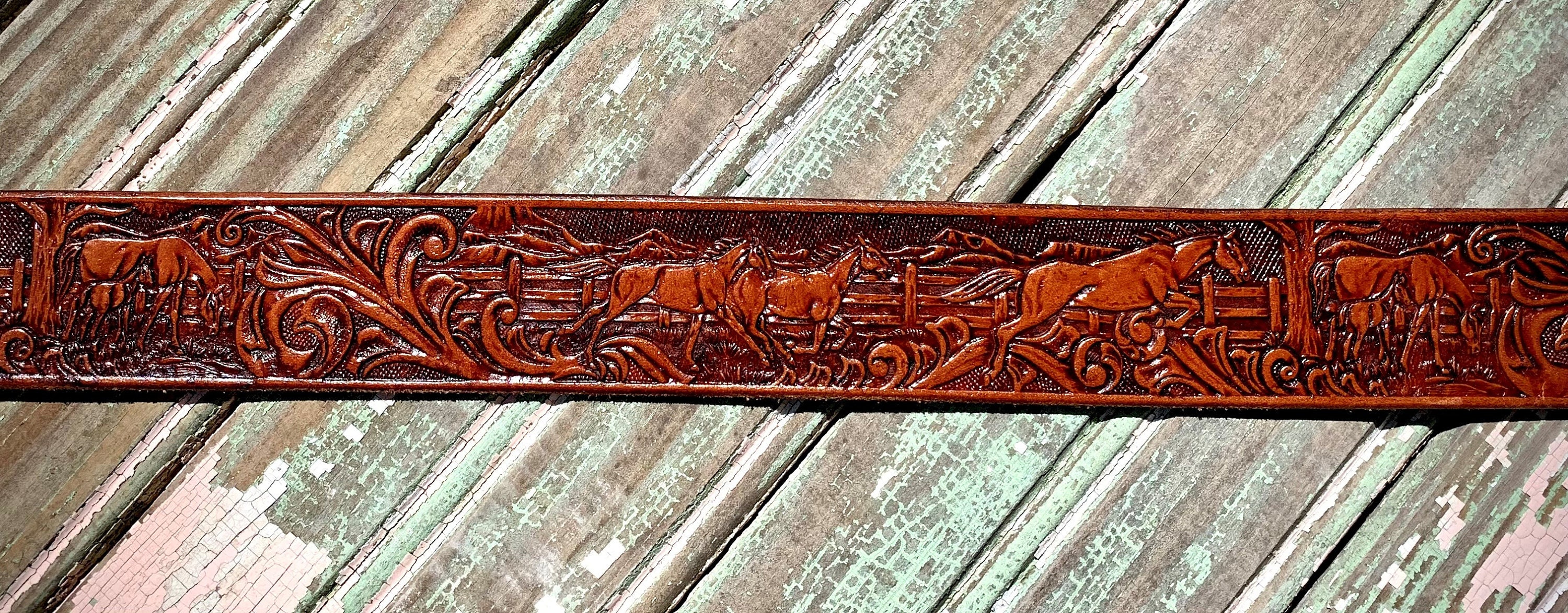 Leather Belt With Embossed Patterns. - Etsy