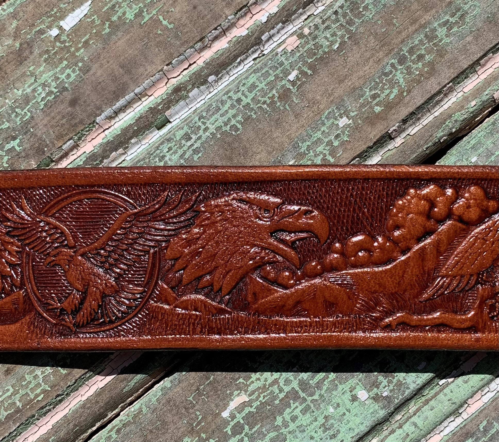 Leather Belt With Embossed Patterns. - Etsy