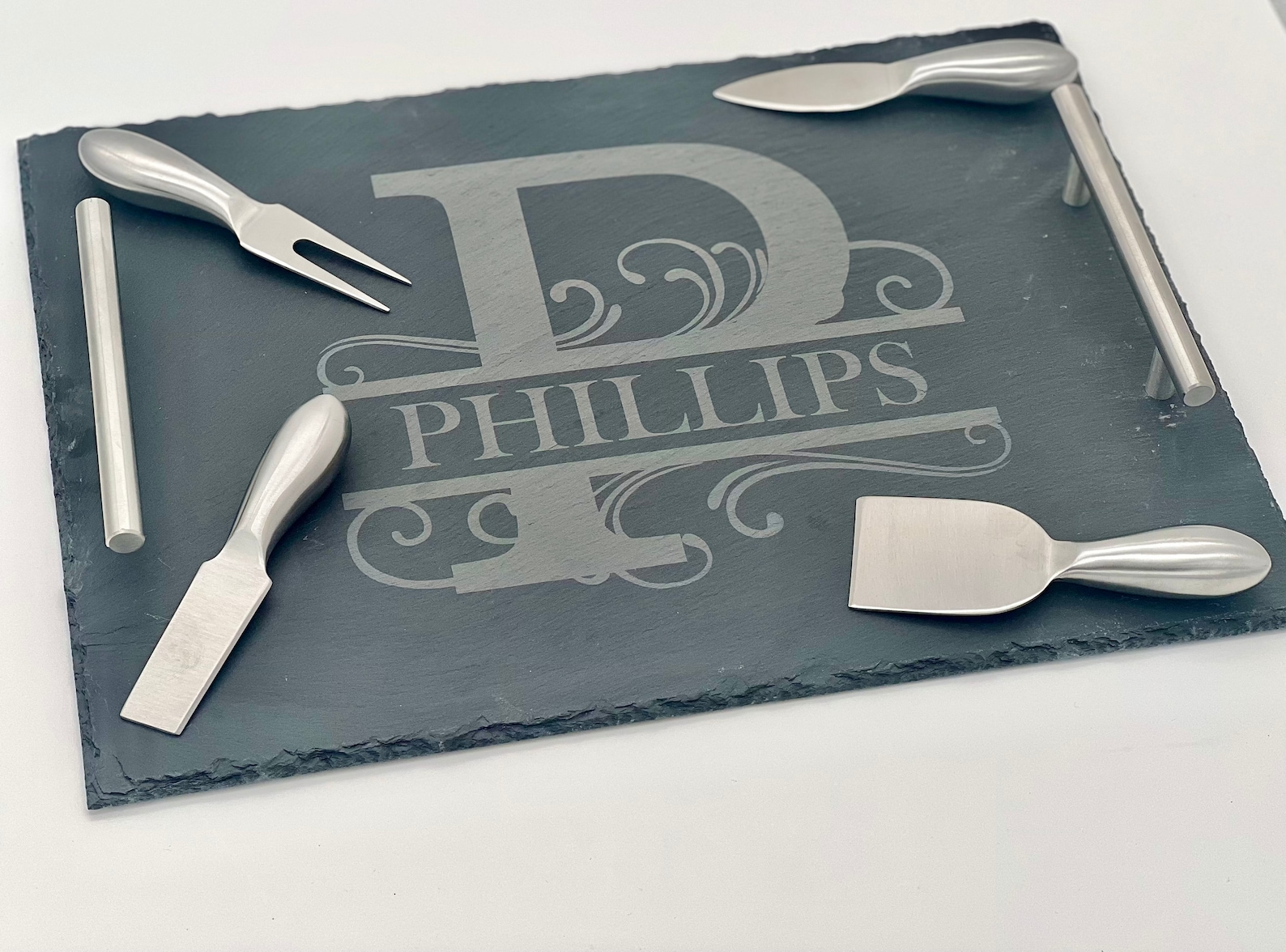 Customizable Laser Engraved Cheese Charcuterie Slate Board With 4 ...