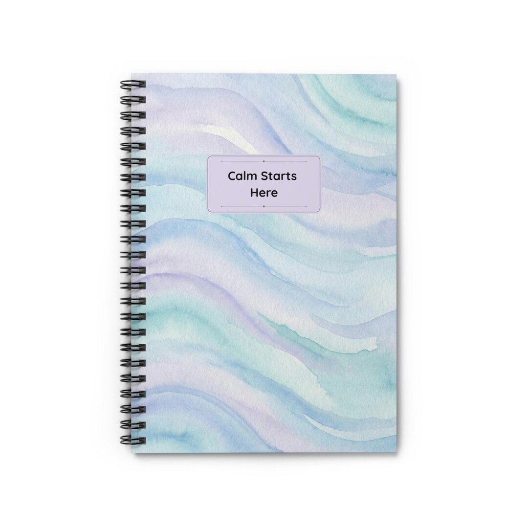 Calm Starts Here Spiral Notebook | Pastel Watercolor Waves, Ruled ...