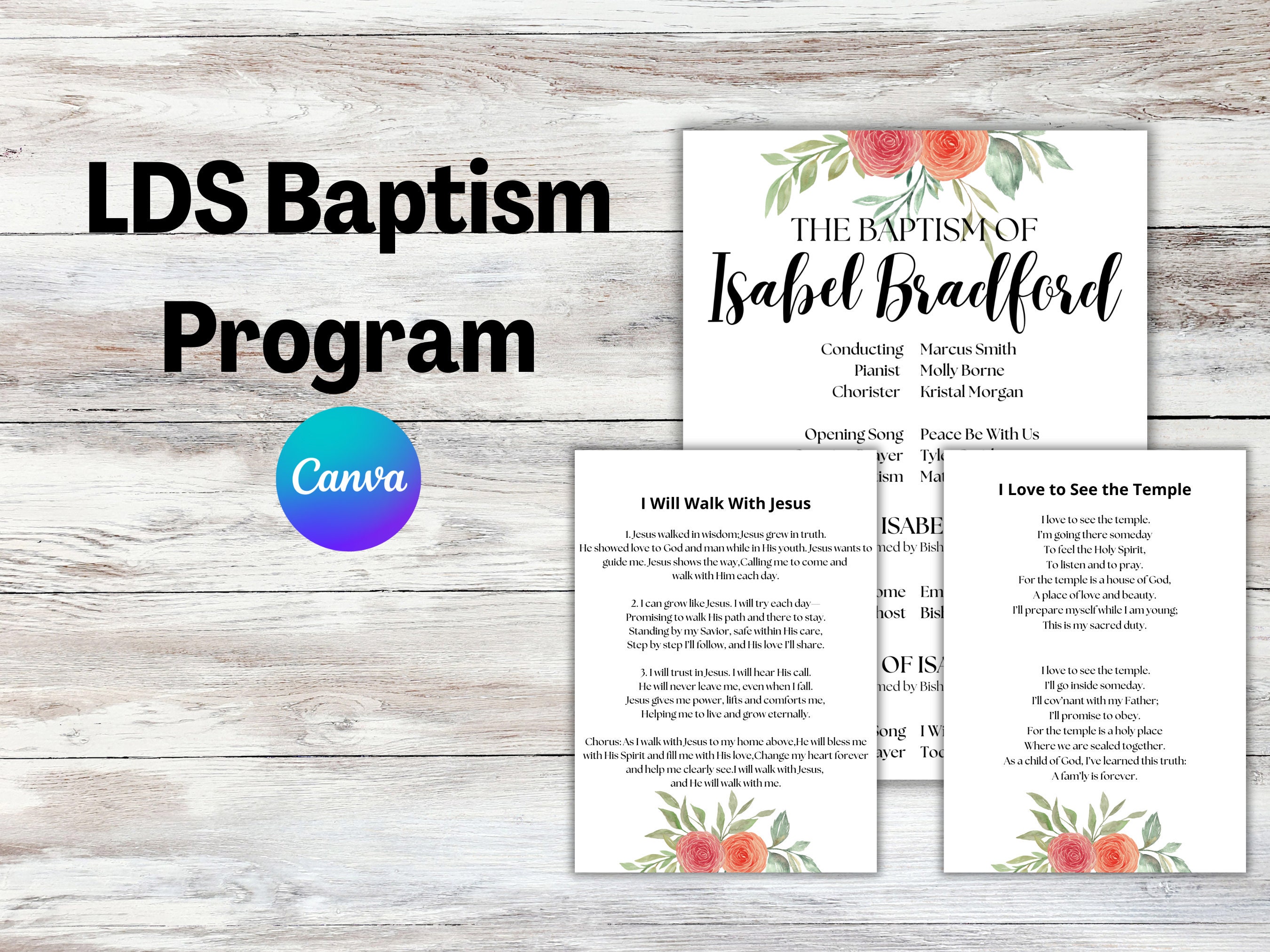 EDITABLE, LDS Baptism Program Template, Printable Baptism Program, Lds Girl Baptism, Lds Baptism ...