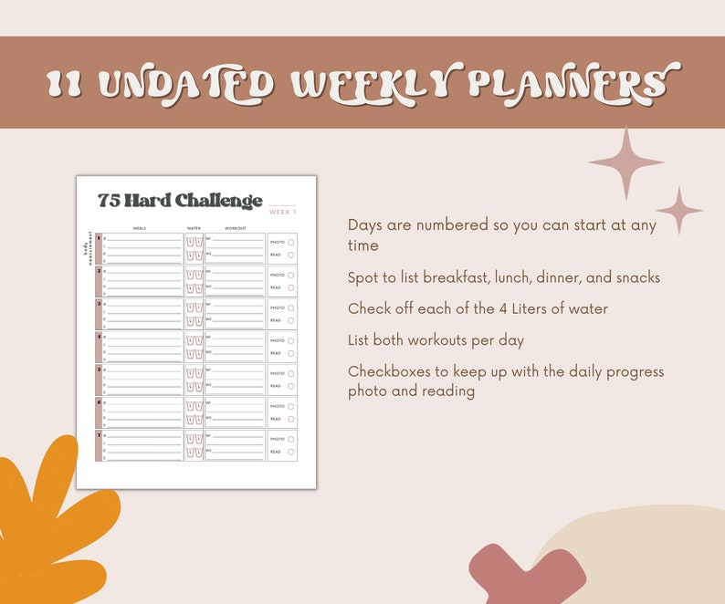 75 Day Challenge Tracker Digital or Printable Journal Body - Etsy