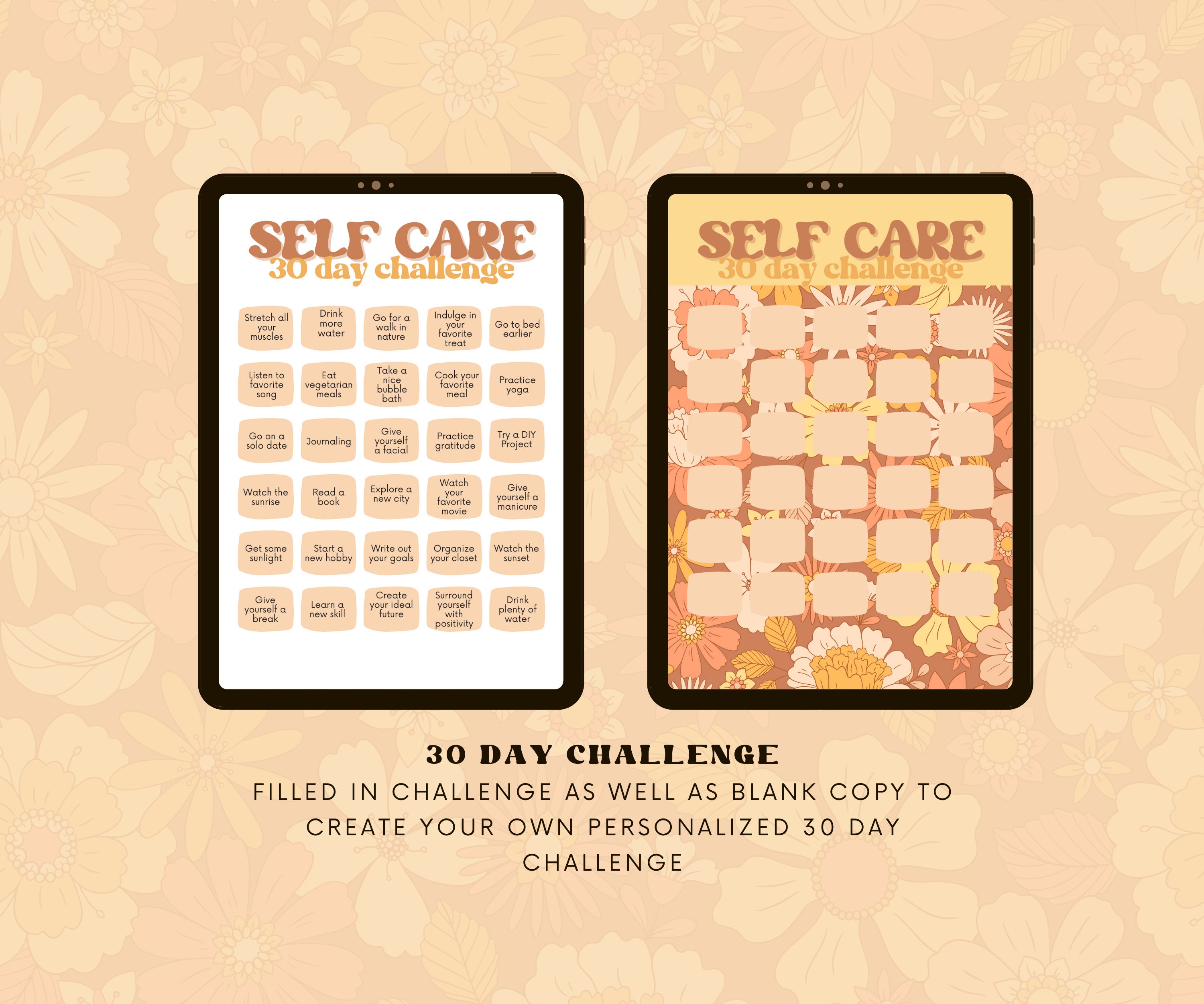 Retro Self Care Printable Planner | Digital Goodnotes | Mood Tracker ...