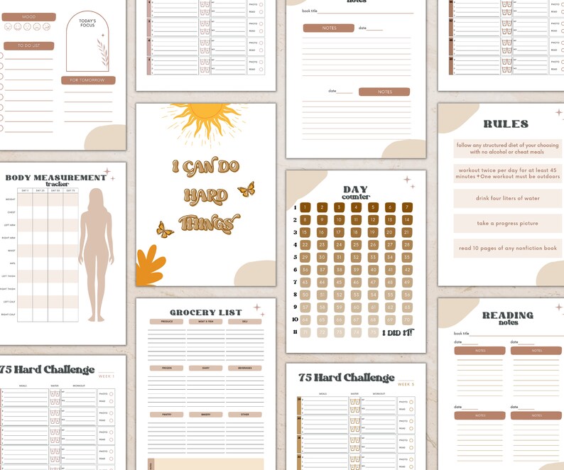 75 Day Challenge Tracker Digital or Printable Journal Body - Etsy