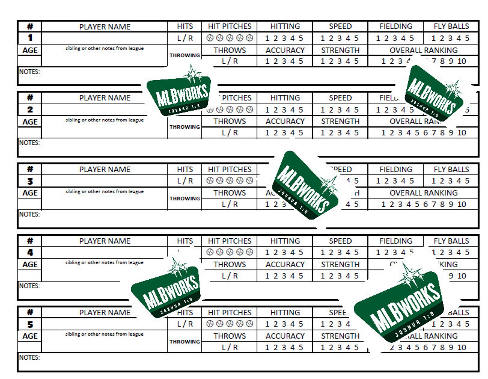Baseball/softball Tryout Evaluation Sheets - Etsy