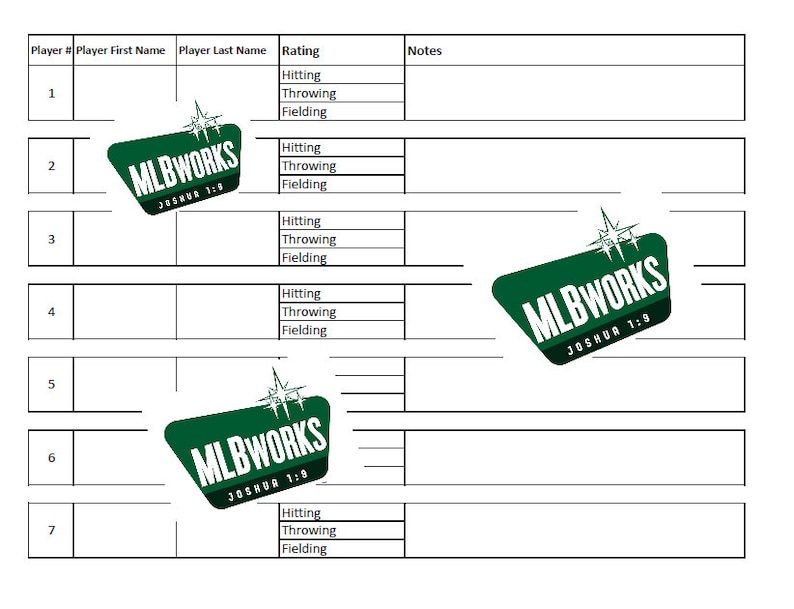 Simple Baseball/softball Tryout Evaluation Form - Etsy
