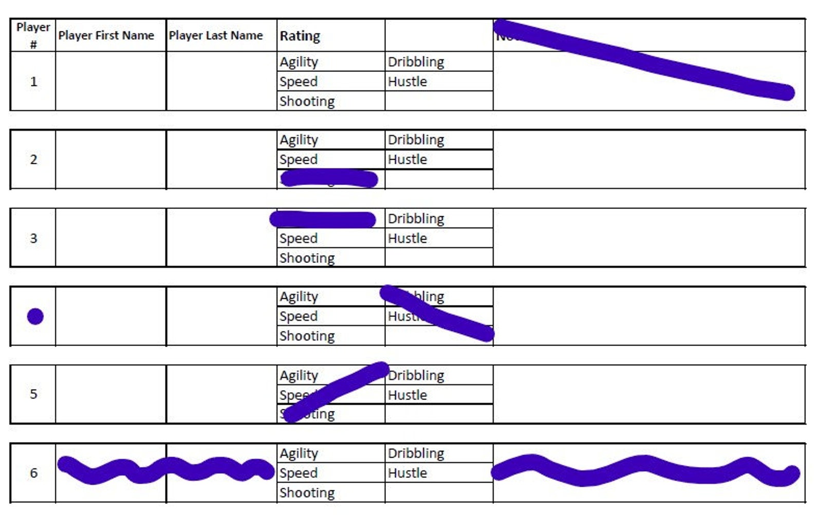 Simple Basketball Tryout Evaluation Form - Etsy