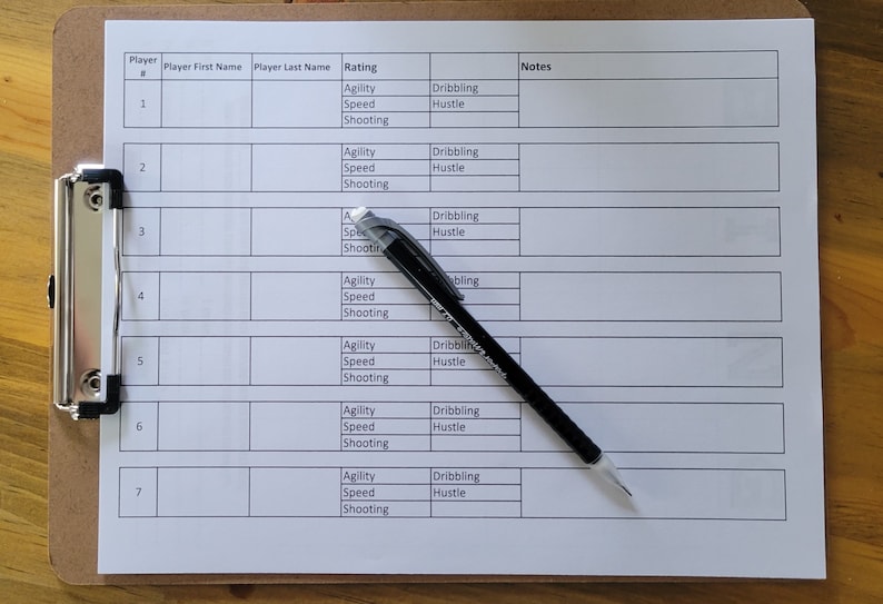 Simple Basketball Tryout Evaluation Form - Etsy
