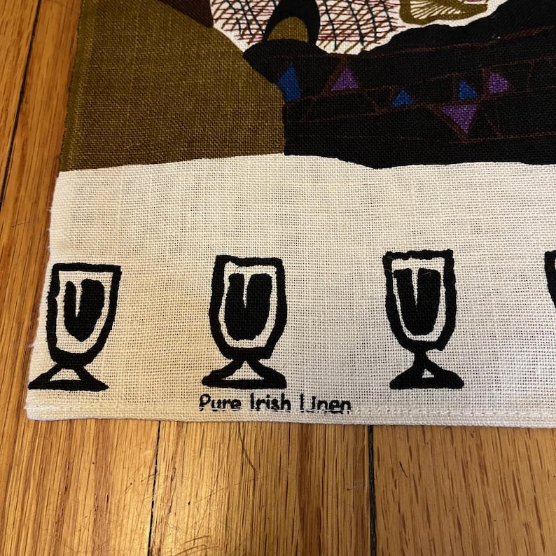 Vintage Guinness Stout Linen Tea Towel: 1960s Design by Artist Piet ...