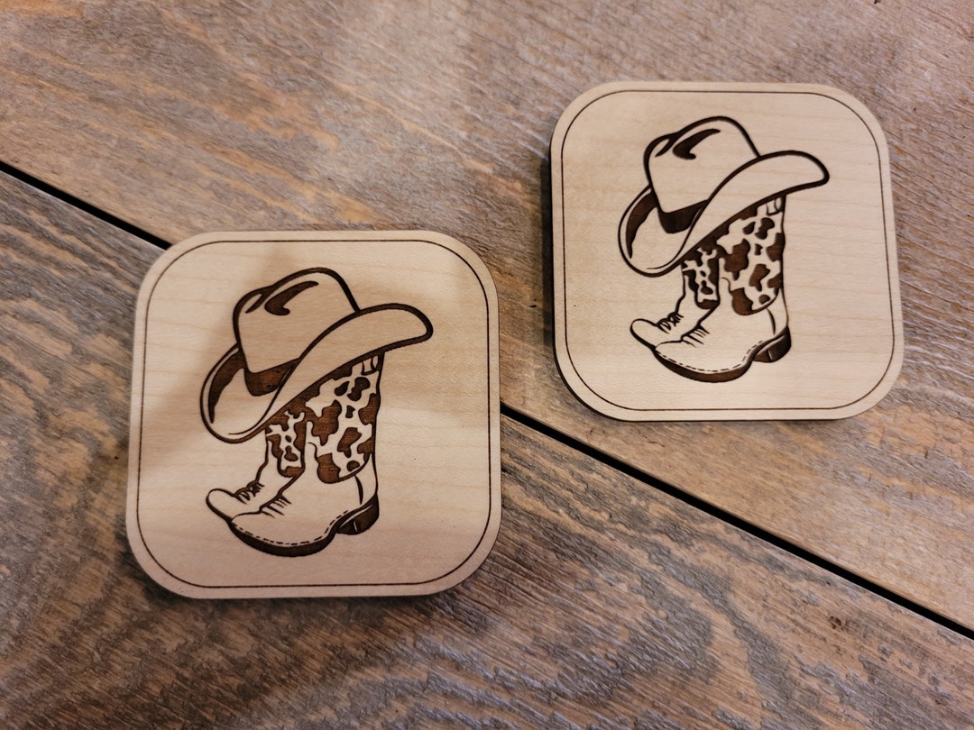 Engraved Cowboy Hat Cowboy Boots Magnet - Etsy