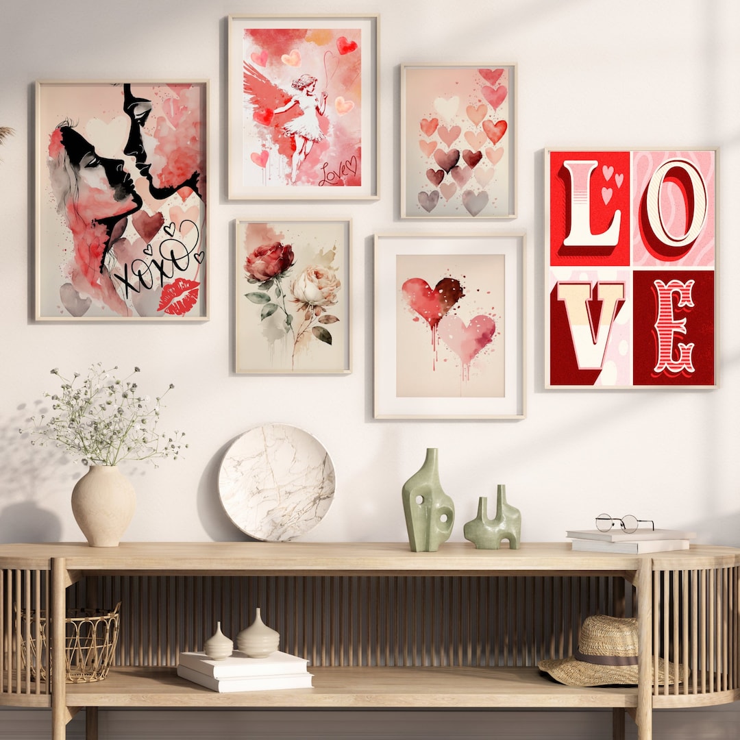 6 Printable Valentine's Day Gallery Wall Art, Digital Download ...