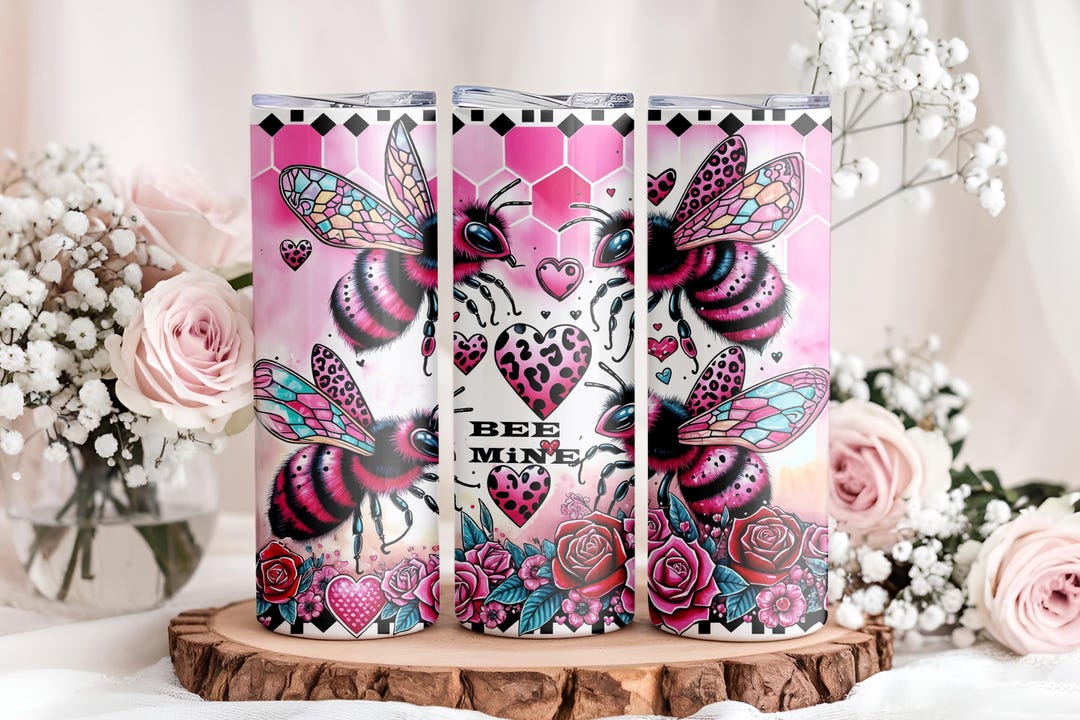 Bee Mine Bumblebee Hearts Valentines Day 20 Oz Skinny Tumbler ...