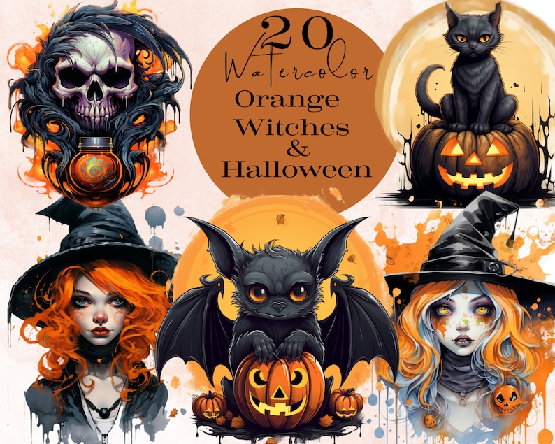Halloween Watercolor Clipart | Fantasy Clipart | Halloween Clip Art ...