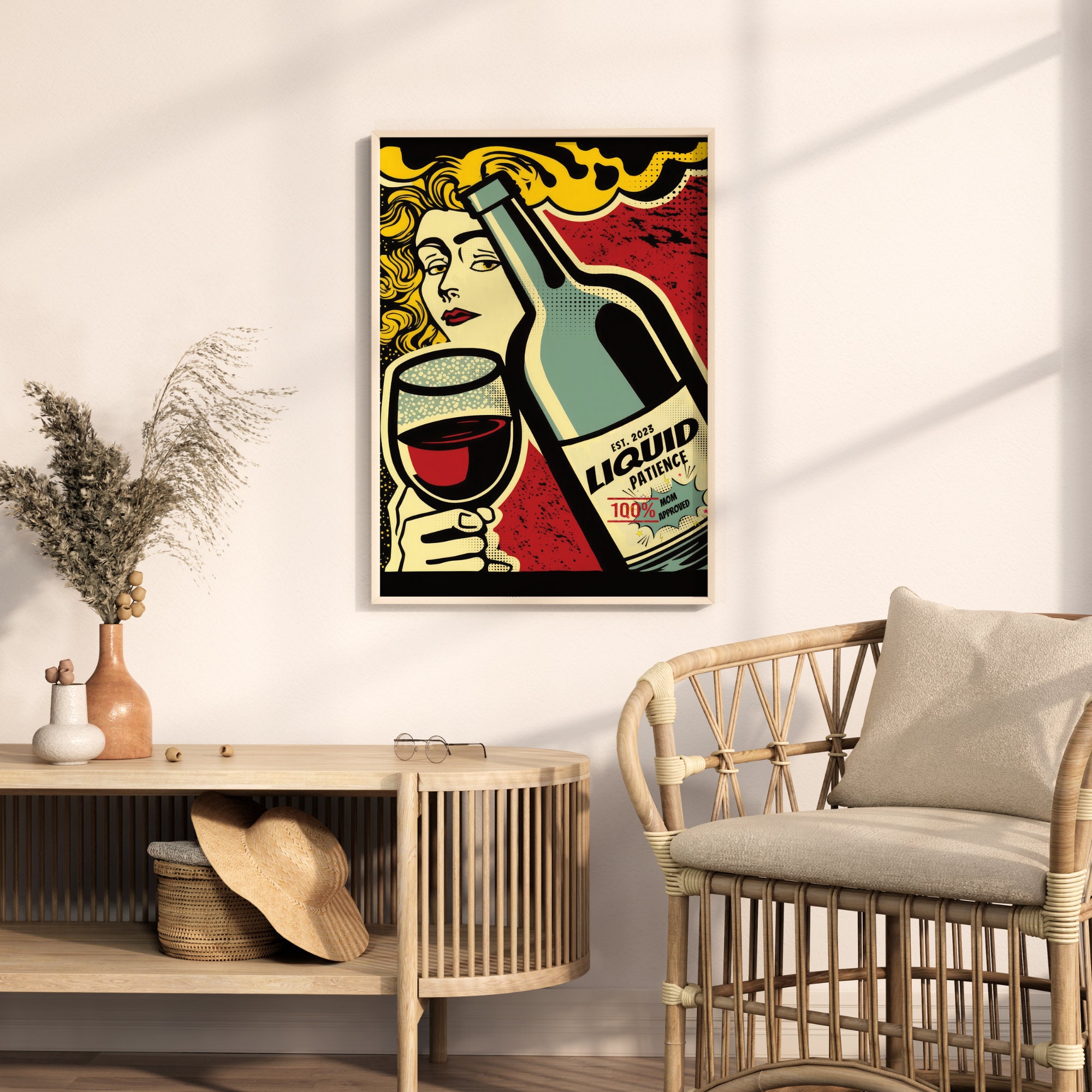 Wine Poster "liquid Patience Mom Approved" AI Generated Digital Art for ...