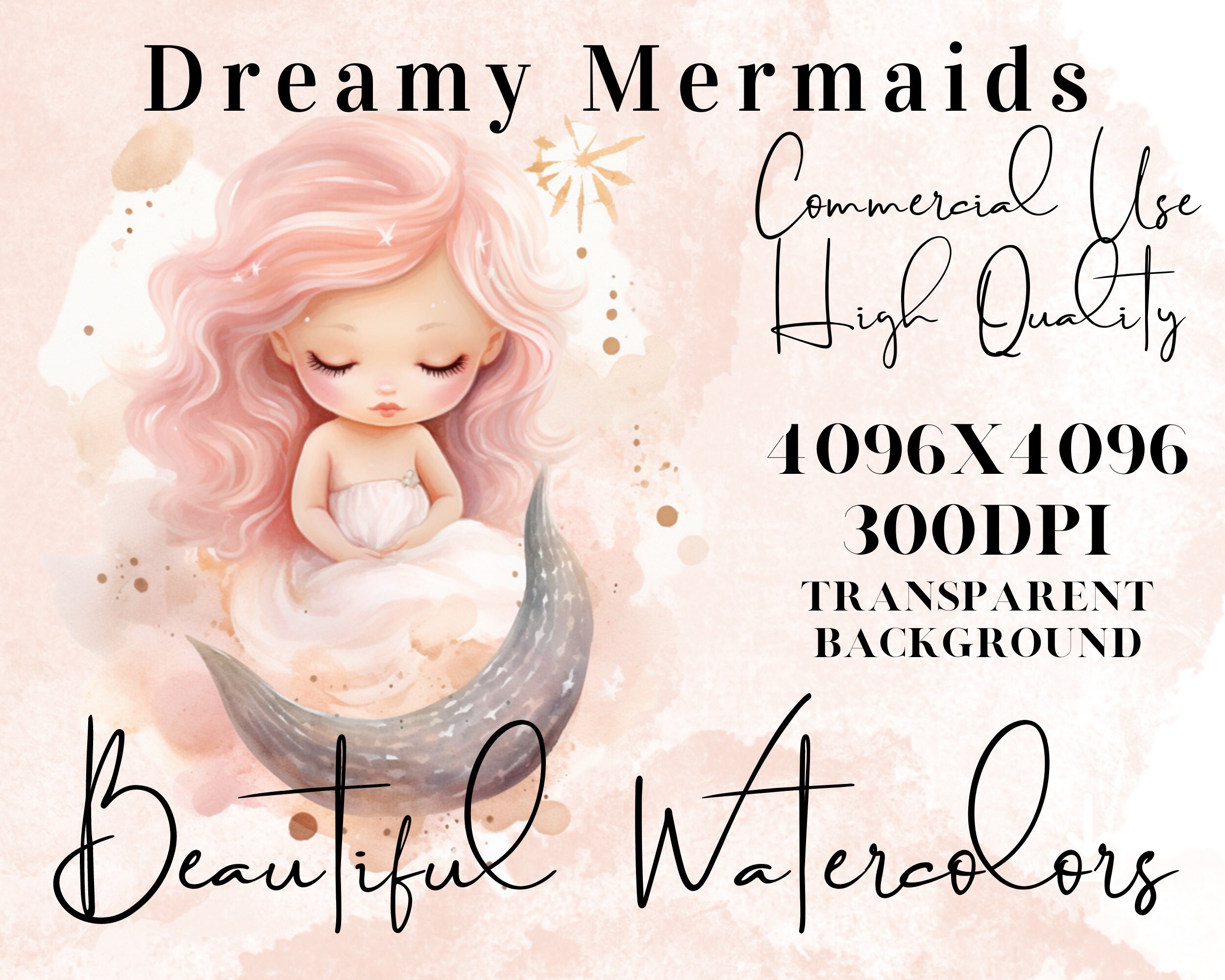 Mermaid Png | Baby Shower | Junk Journal | Baby Girl Wall Art | Mermaid ...
