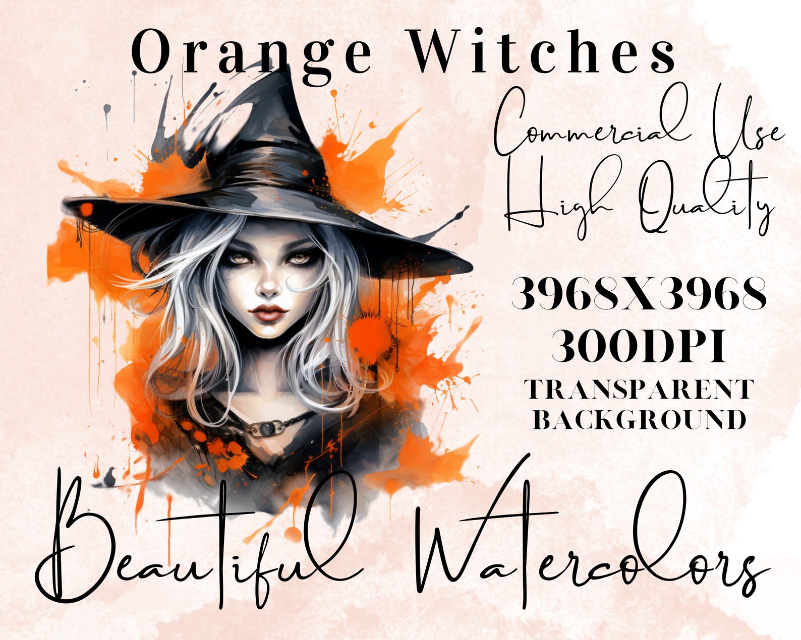 Halloween Watercolor Clipart Fantasy Clipart Halloween Clip Art Spooky ...