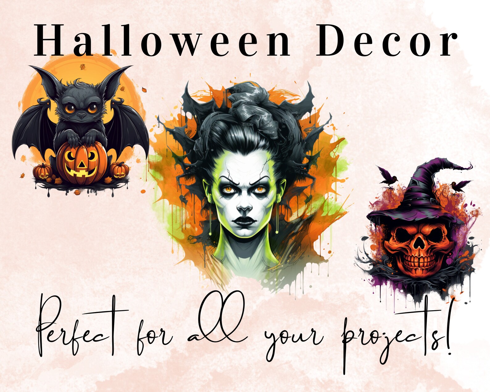 Halloween Watercolor Clipart Fantasy Clipart Halloween Clip Art Spooky ...