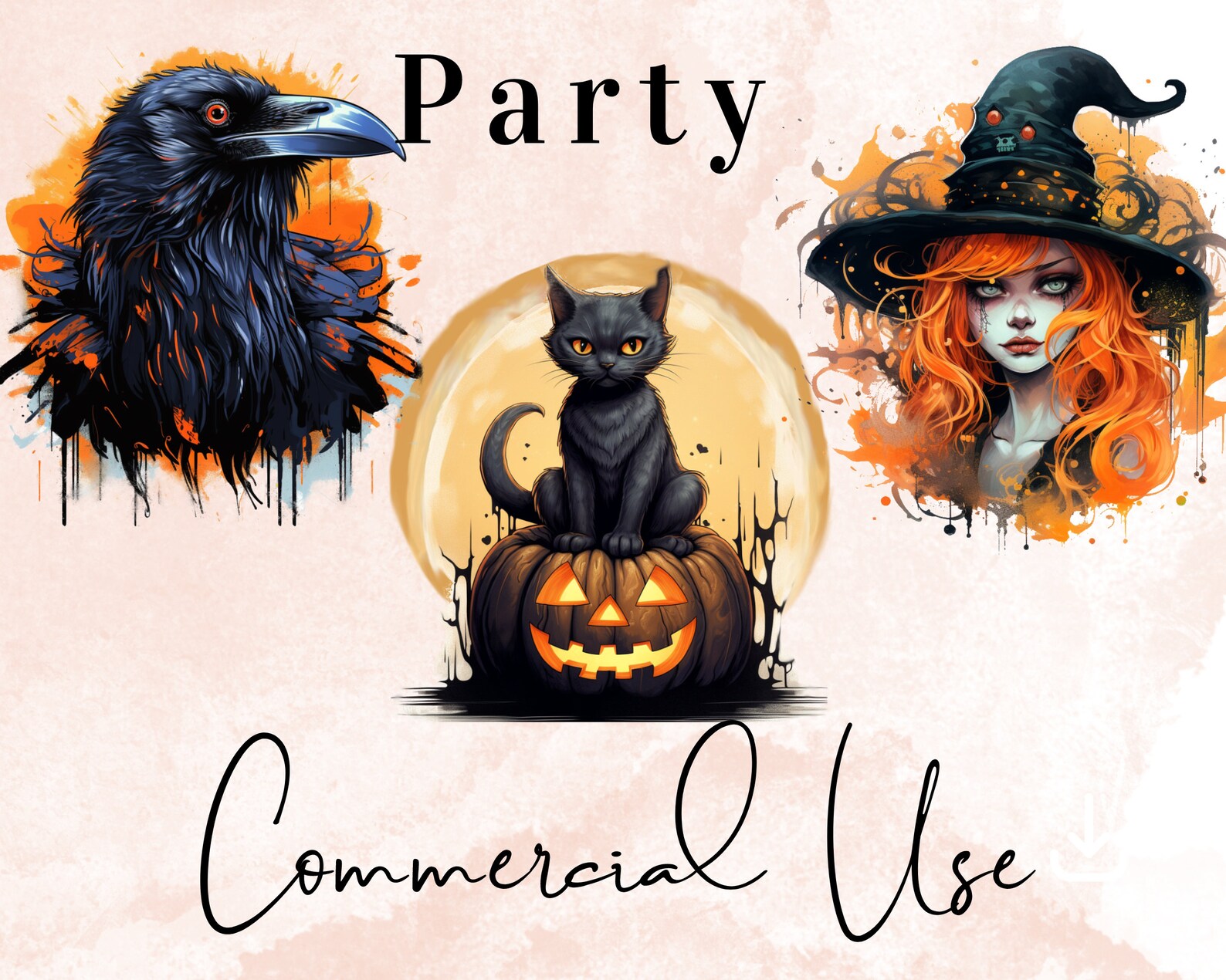 Halloween Watercolor Clipart Fantasy Clipart Halloween Clip Art Spooky ...