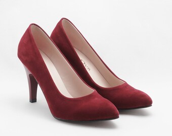 Burgundy Suede Shoes - Etsy