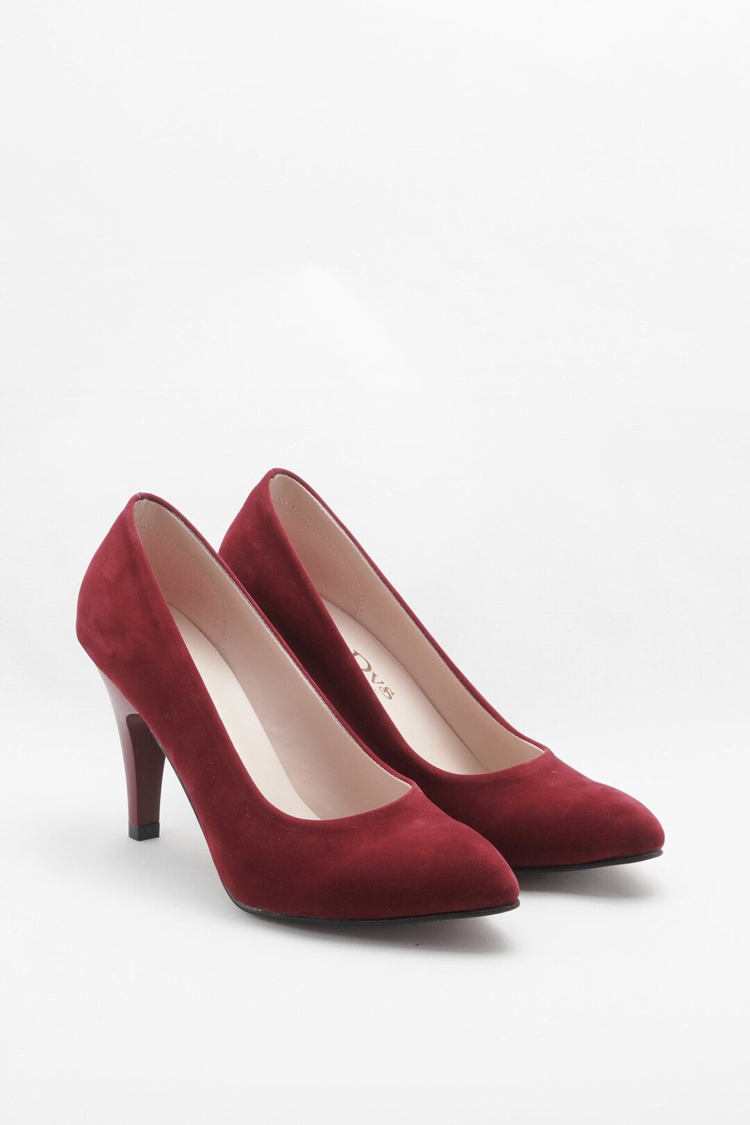 Burgundy Suede Shoes/wedding Shoes/ Comfortable Heels/ Thin Heels ...