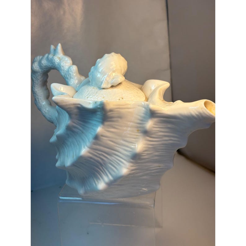 Blue Sky Conch Tea Pot White 10” X 7” Ceramic Ocean Beach - Etsy