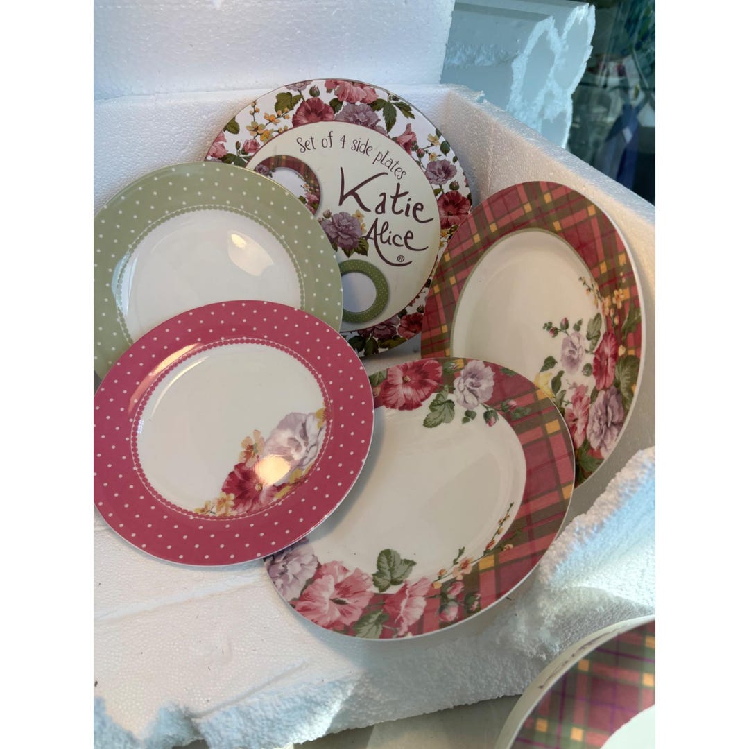 Set of 4 Katie Alice Side Plates in Box 8” 4 Different Patterns - Etsy
