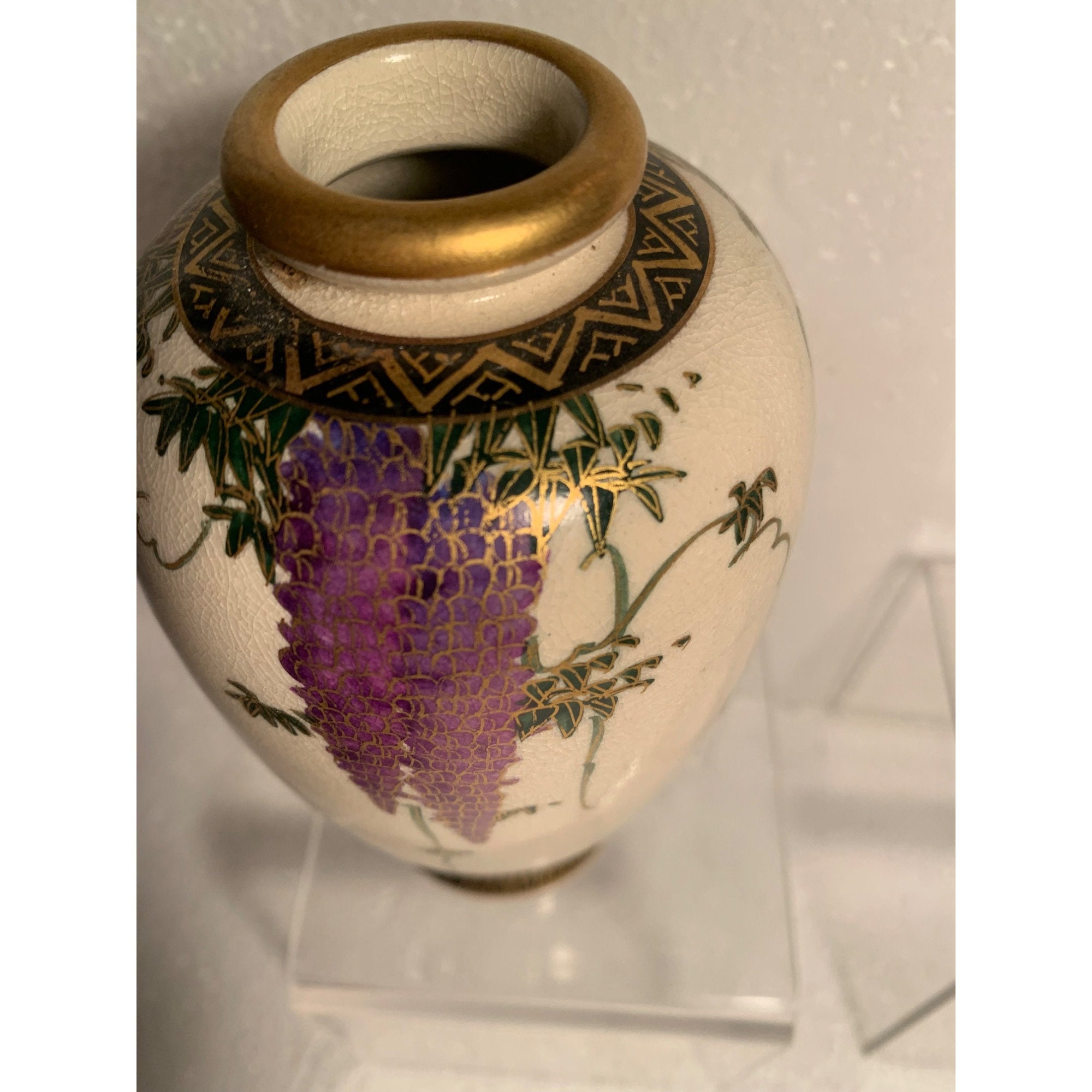 Meiji Hand Painted Japanese Satsuma Vase 1930s Wisteria - Etsy