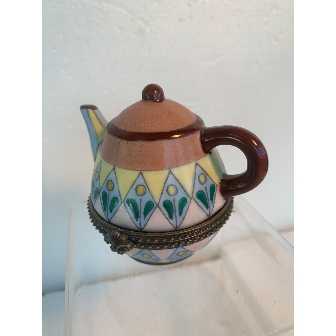 Vintage Teapot Trinket Box 3” X 3” Has Old Brass Rims - Etsy