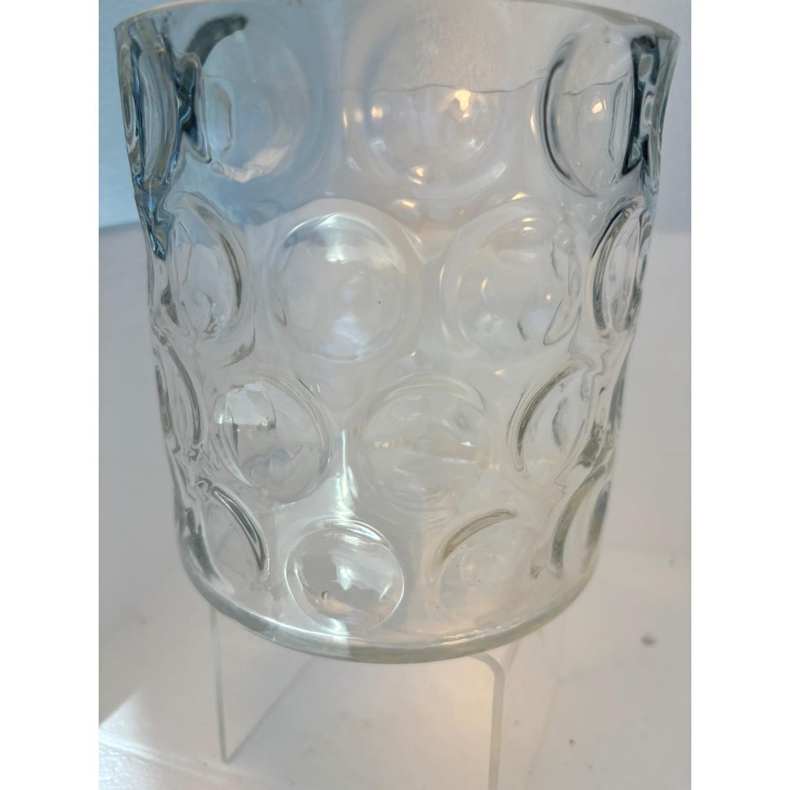 Inverted Retro BUBBLE GLASS CYLINDER Vase or Ice Bucket 6” X 6” Thick ...