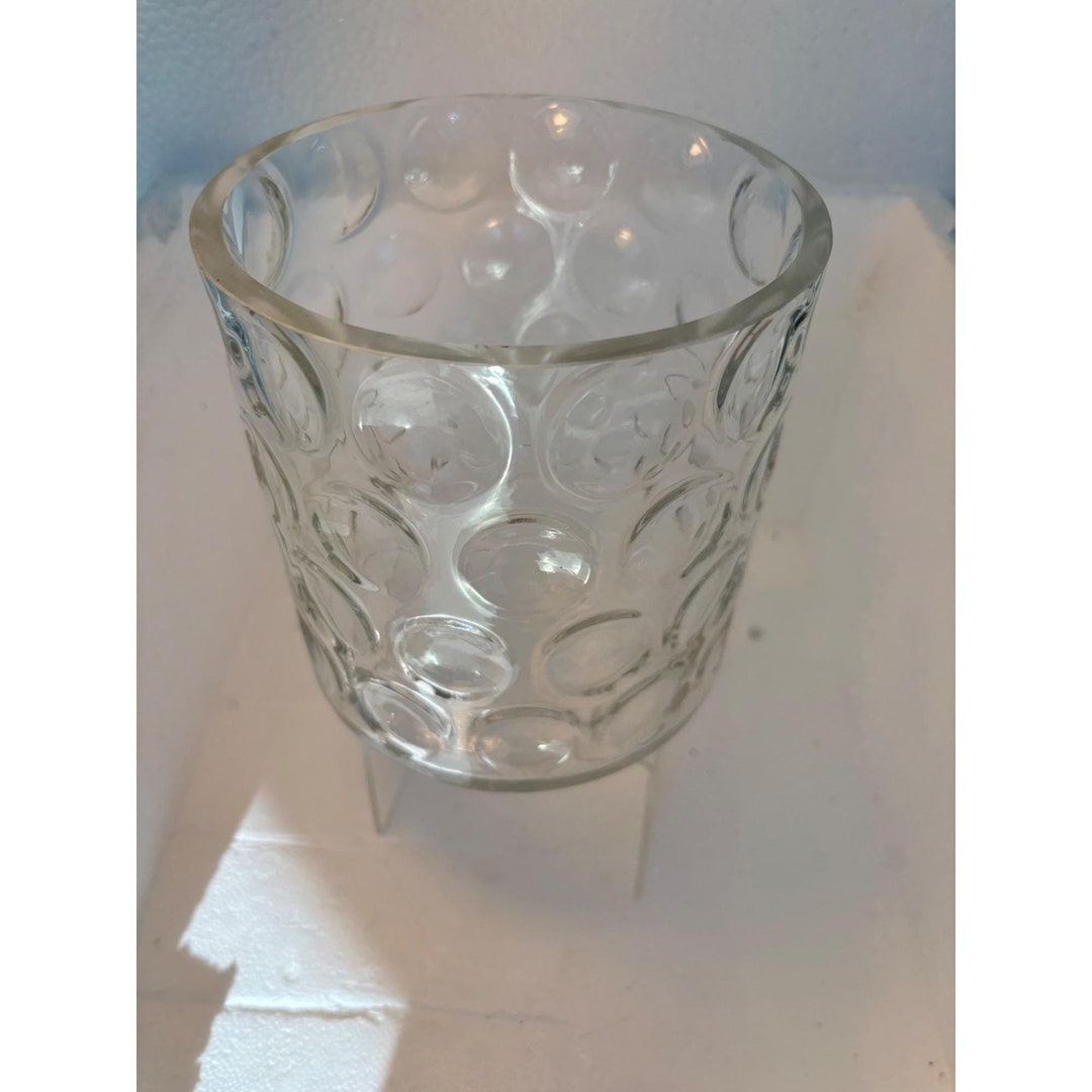 Inverted Retro BUBBLE GLASS CYLINDER Vase or Ice Bucket 6” X 6” Thick ...