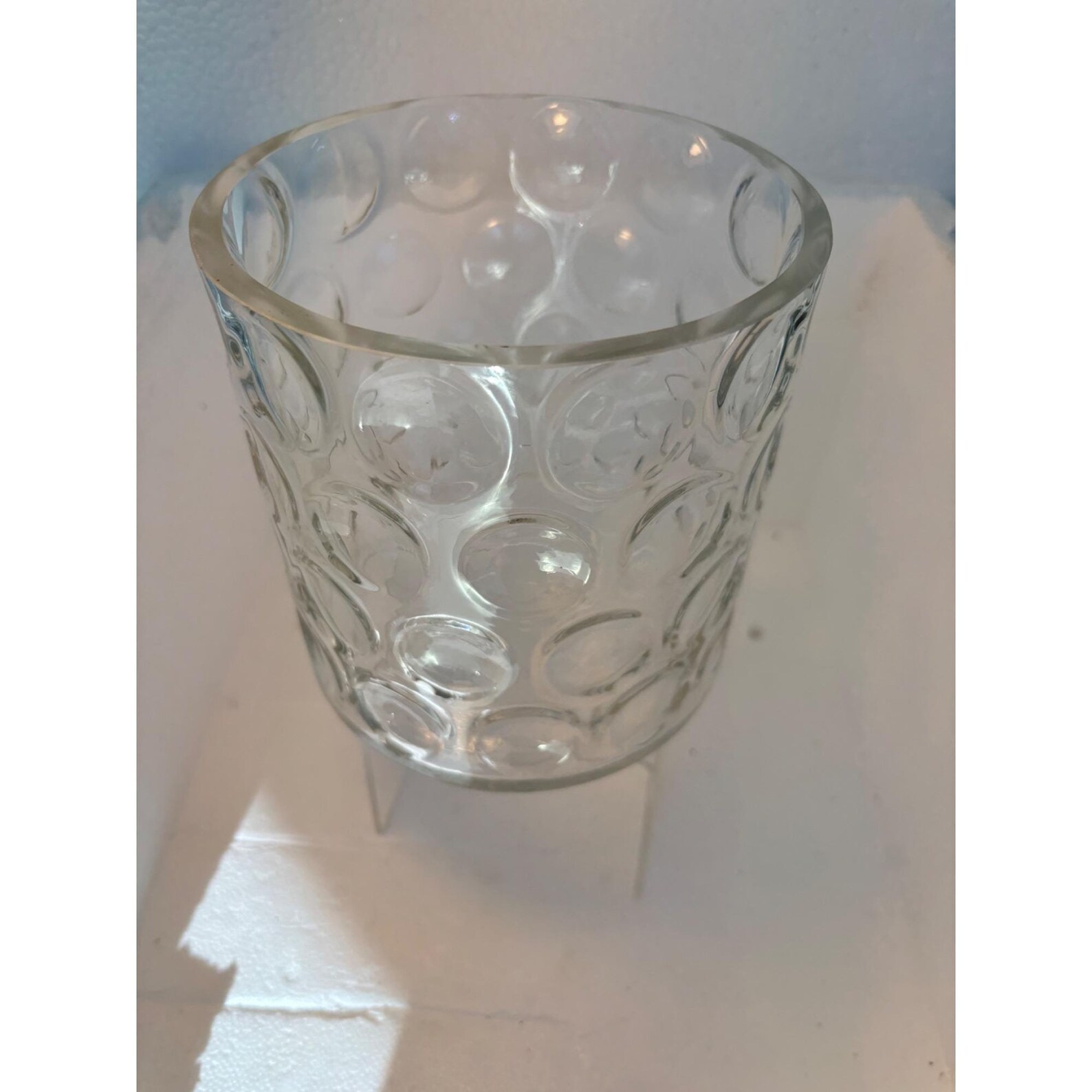 Inverted Retro BUBBLE GLASS CYLINDER Vase or Ice Bucket 6” X 6” Thick ...