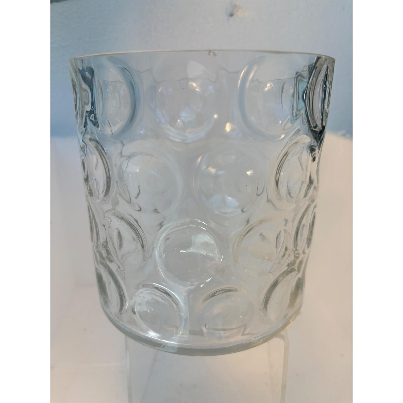 Inverted Retro BUBBLE GLASS CYLINDER Vase or Ice Bucket 6” X 6” Thick ...