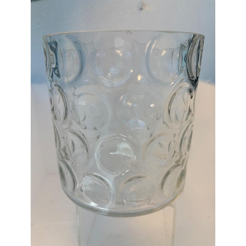 Inverted Retro BUBBLE GLASS CYLINDER Vase or Ice Bucket 6” X 6” Thick ...