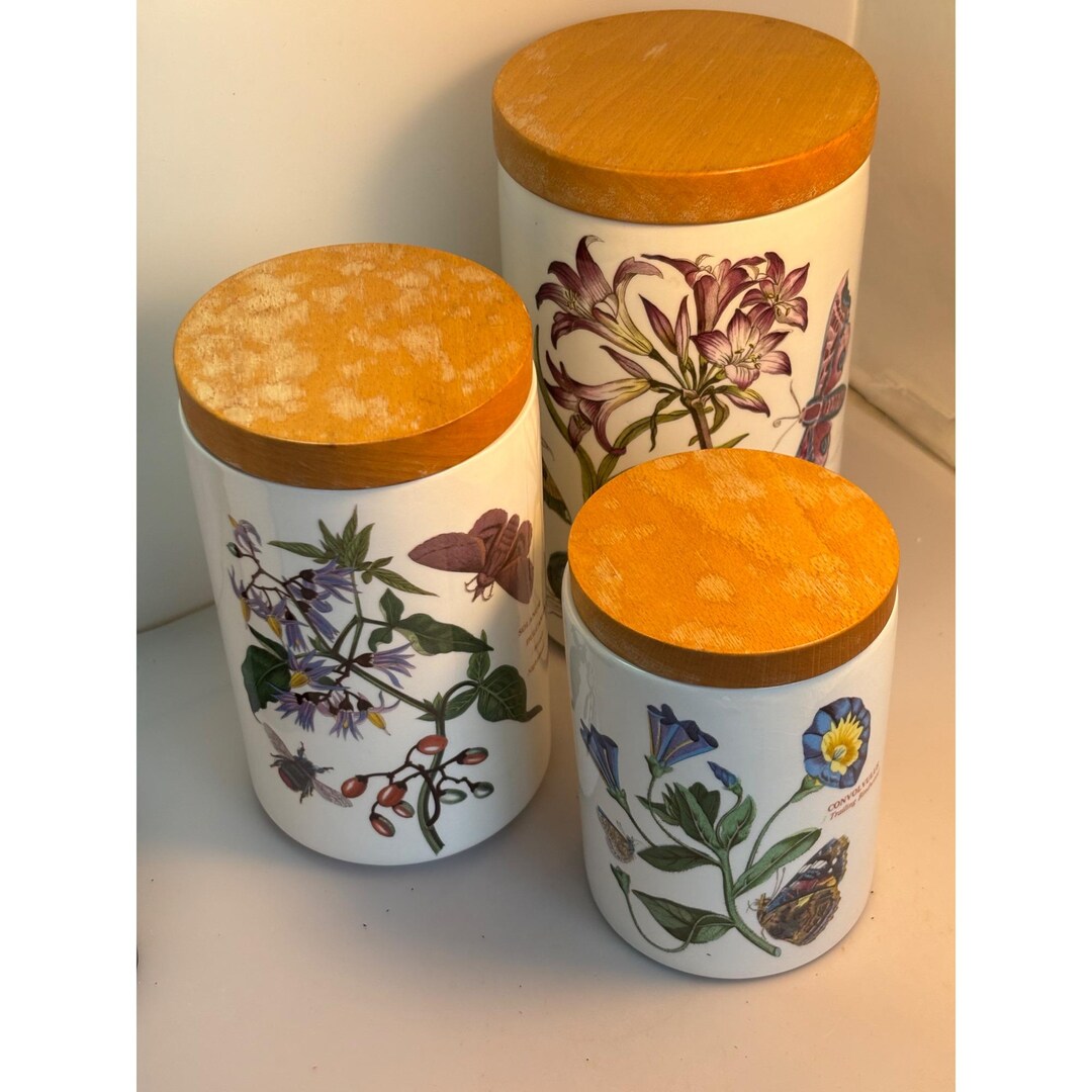 3 Vtg Portmeirion Botanical Canister Set Susan Williams-ellis 1972 ...
