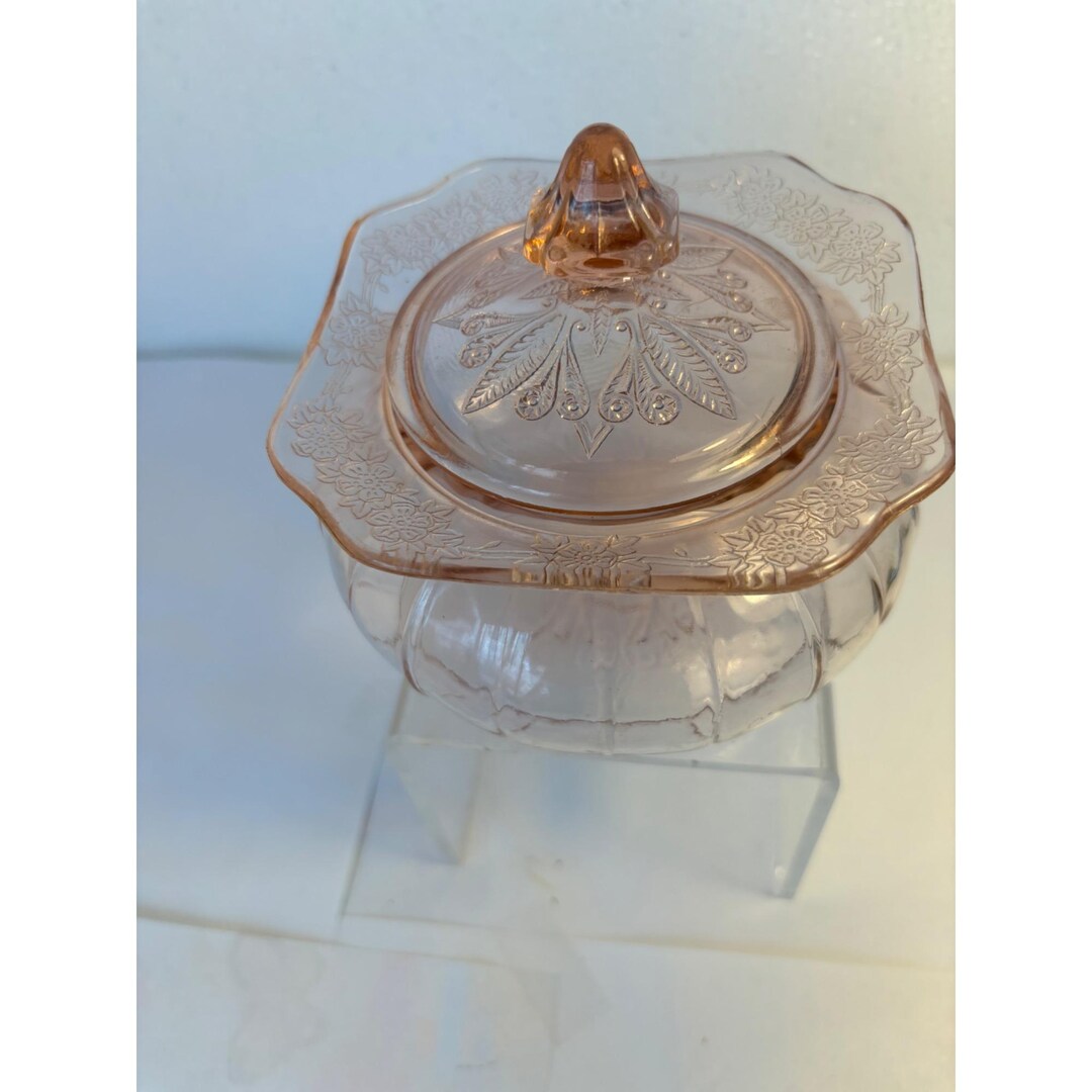 Vtg Pink Adam Depression Glass Jeanette Candy Dish W Lid - Etsy
