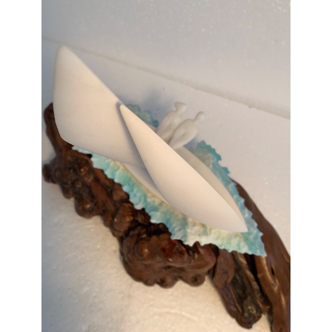 Sailboat Sculpture Mounted on Knarled Wood Base by John Perry - Etsy