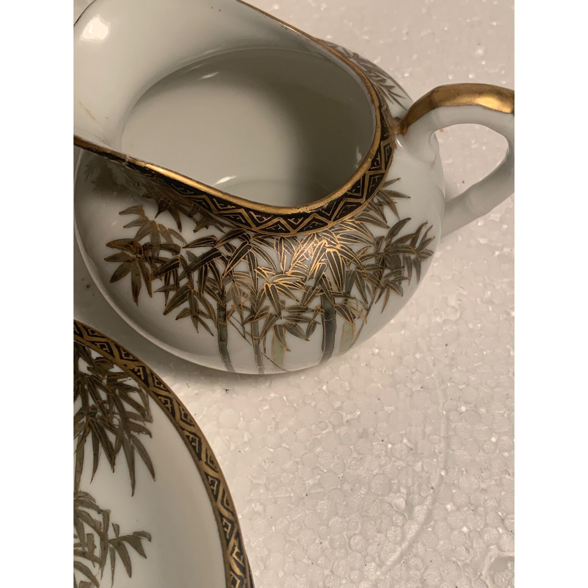 Vtg Satsuma Tea Set Pot Cr & Sg 4 Plates Signed - Etsy