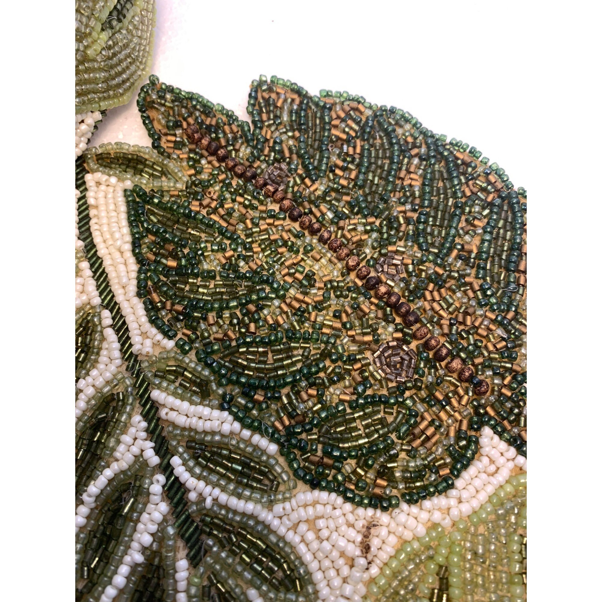 Vtg Hand Made Beaded Table Runner Leaf Design 36 X 13 - Etsy